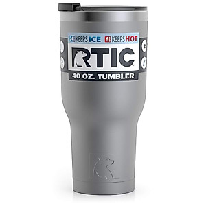 RTIC Double Wall Vacuum Insulated Tumbler, 40 oz, Graphite (40oz, Graphite)