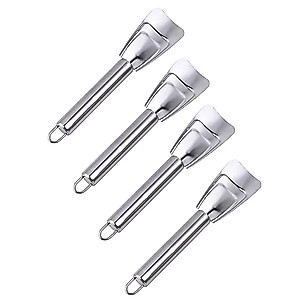 Happyyami 4pcs Stainless Steel Icing Spatula refrigerator for car stainless steel ice scoop squeegee for car Fridge Ice Remover fridge freezer Fridge Dredging Kit Refrigerator Ice Shovel arc