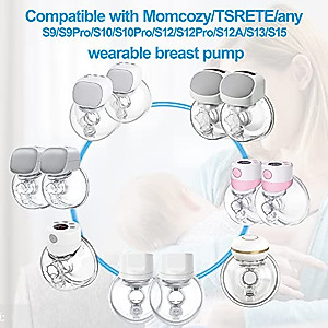 Juome Flange Inserts 13/15/17/19/21mm Compatible with Momcozy Wearable Breast Pump S12 Pro/S9 Pro/S12/S9, for TSRETE/Spectra/Medela 24mm Shields/Flanges, Include Silicone Diaphragm&Duckbill Valve