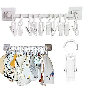 10 PCS Super Strong Plastic Swivel Hanging Hooks Home Swivel Laundry Clips Curtain Clips Clothes Pins Beach Towel Clips,1 PCS Self Adhesive Towel Bar No Drill Hand Towel Hanger