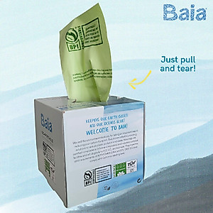 Baia Compostable Food Scrap Bags, ASTM D6400 BPI, 2.6-3 Gallon, Extra Thick 0.79 Mils, Small, Kitchen Waste Trash, Countertop Compost Bin Liners (100 Ct)