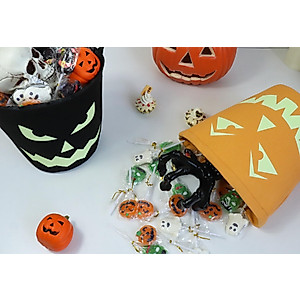 Vitalili 2pcs Glowing Halloween Basket Pumpkin Halloween Bucket Multipurpose Pumpkin Bucket Trick or Treat Bucket Halloween Candy Bags for Kids, Kids Gifts Bags