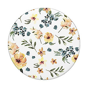 Yellow Blue Floral Flowers Pattern PopSockets PopGrip: Swappable Grip for Phones & Tablets