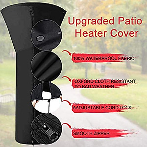 YOLIYOQU Standup Patio Heater Cover, 420D Heavy Duty Heater Cover with Zipper, Waterproof/Dustproof/Wind-Resistant/Sunlight-Resistant, for Outdoor/Patio (89'' H x 33" D x 19" B)