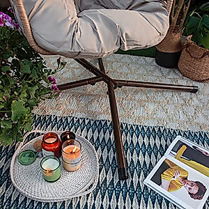 Barton Hanging Hammock Egg Chair Lounge Chair Soft Deep Cushion with Hammock Stand (Beige)