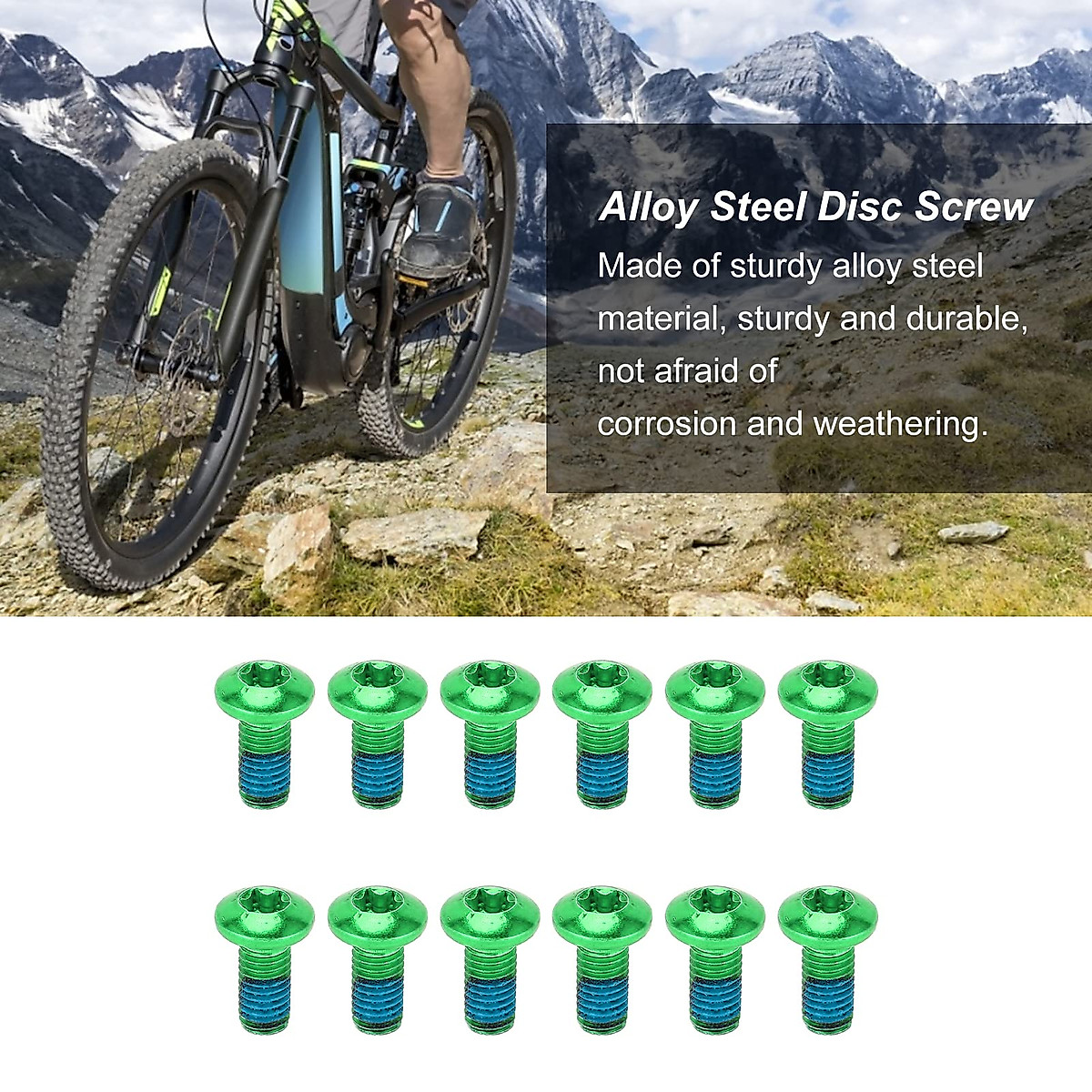 M5x10mm Bolts, Alloy Steel Bike Brake Disc Screw 12pcs for Mountain Bikes for Road (green)