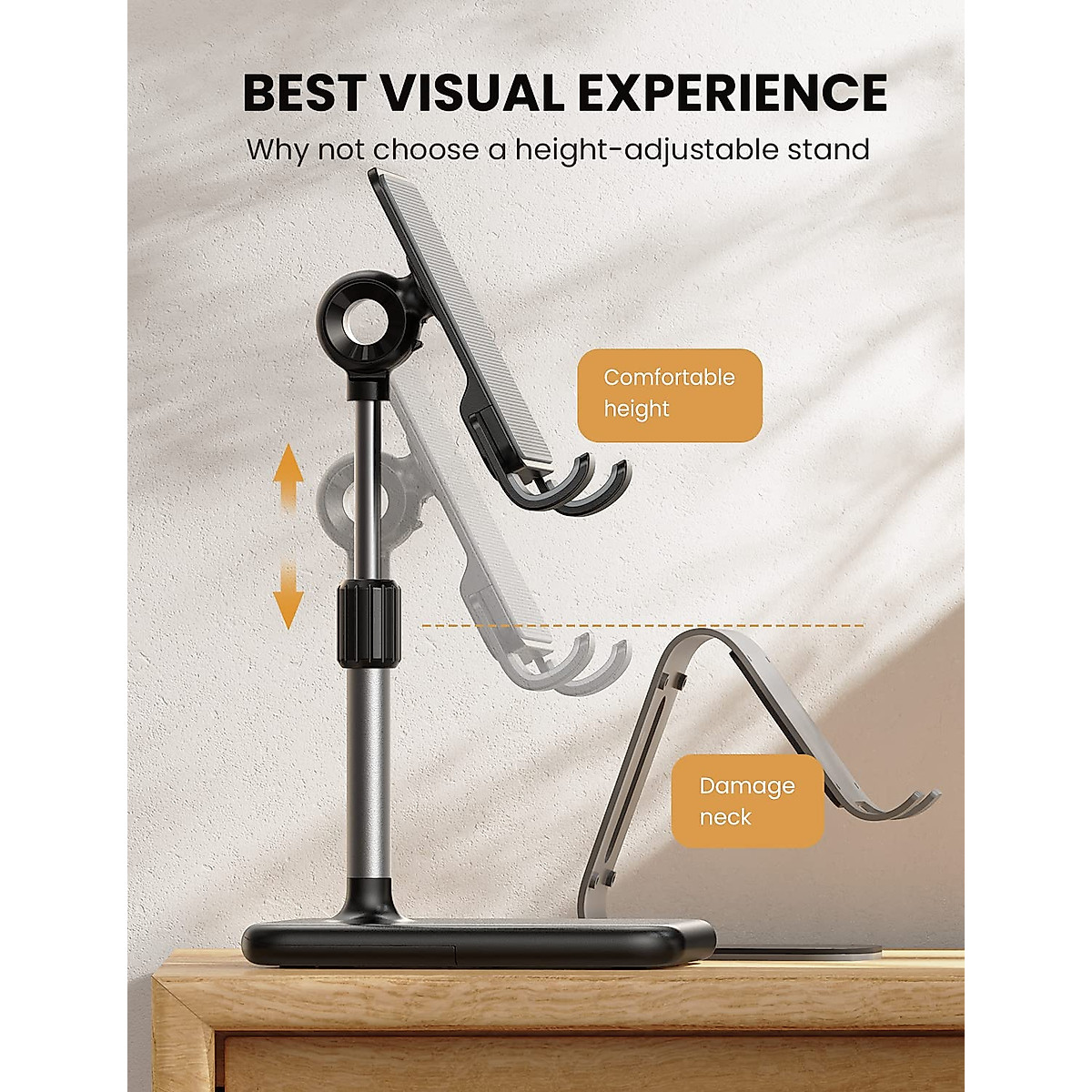 LISEN Cell Phone Stand Tablet Stand Holder [Never Tip Over] iPad Stand for Desk iPad Stands and Holders for Desk Compatible with All Tablets & Smartphones