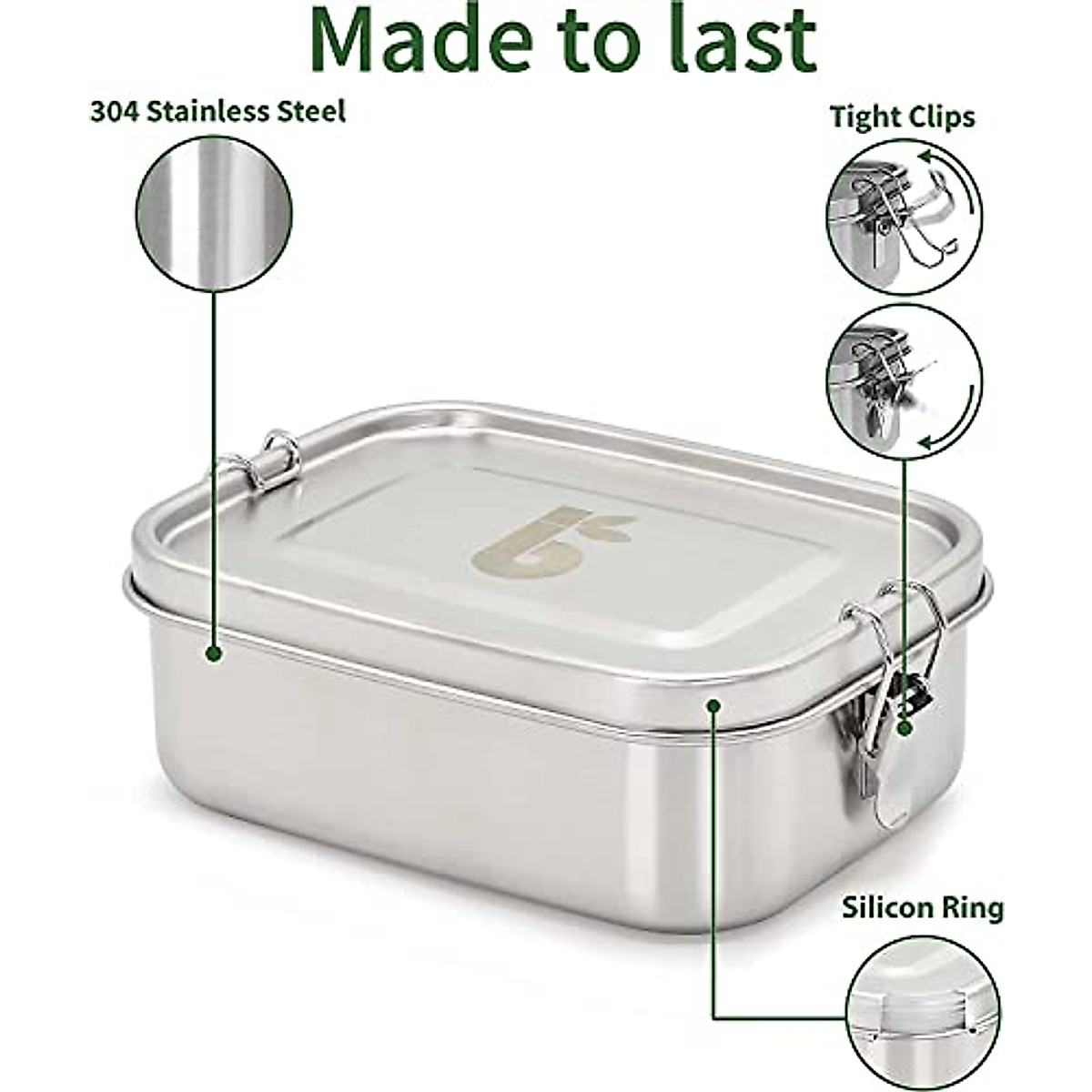 Bambaw Metal Lunch Box 1200 ML | Adjustable Compartment Lunch Box | Leak Proof Metal Lunch Containers | Eco Stainless Steel Food Containers | Metal Bento Box for Adults | 5 Cups Tiffin Lunch Box