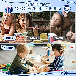 Digital Camera, 1080P 48MP Autofocus Kids Video Digital Camera with 32GB SD Card 16X Digital Zoom, Compact Point and Shoot Vlogging Mini Camera for Teens Children Boys Girls Students