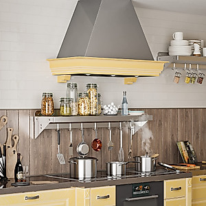 TrailBlaze 12" x 48" NSF Certified Stainless Steel Wall Mount Shelf - Multifunctional Metal Storage Rack with Backsplash and 7 Hooks for Hanging Pots, Pans,Cookware in Home and Restaurant