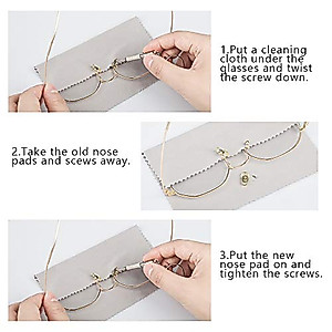 10 Pack Mini Screwdriver Keychain,YuCool 3 in 1 Mini Stainless Steel Eyeglass Repair Tool Kit with 10 Pairs 15mm Silicone Eyeglass Nose Pads,1 Pack Tweezer and 1 Pack Wipe Cloth（22 Pack In Total）