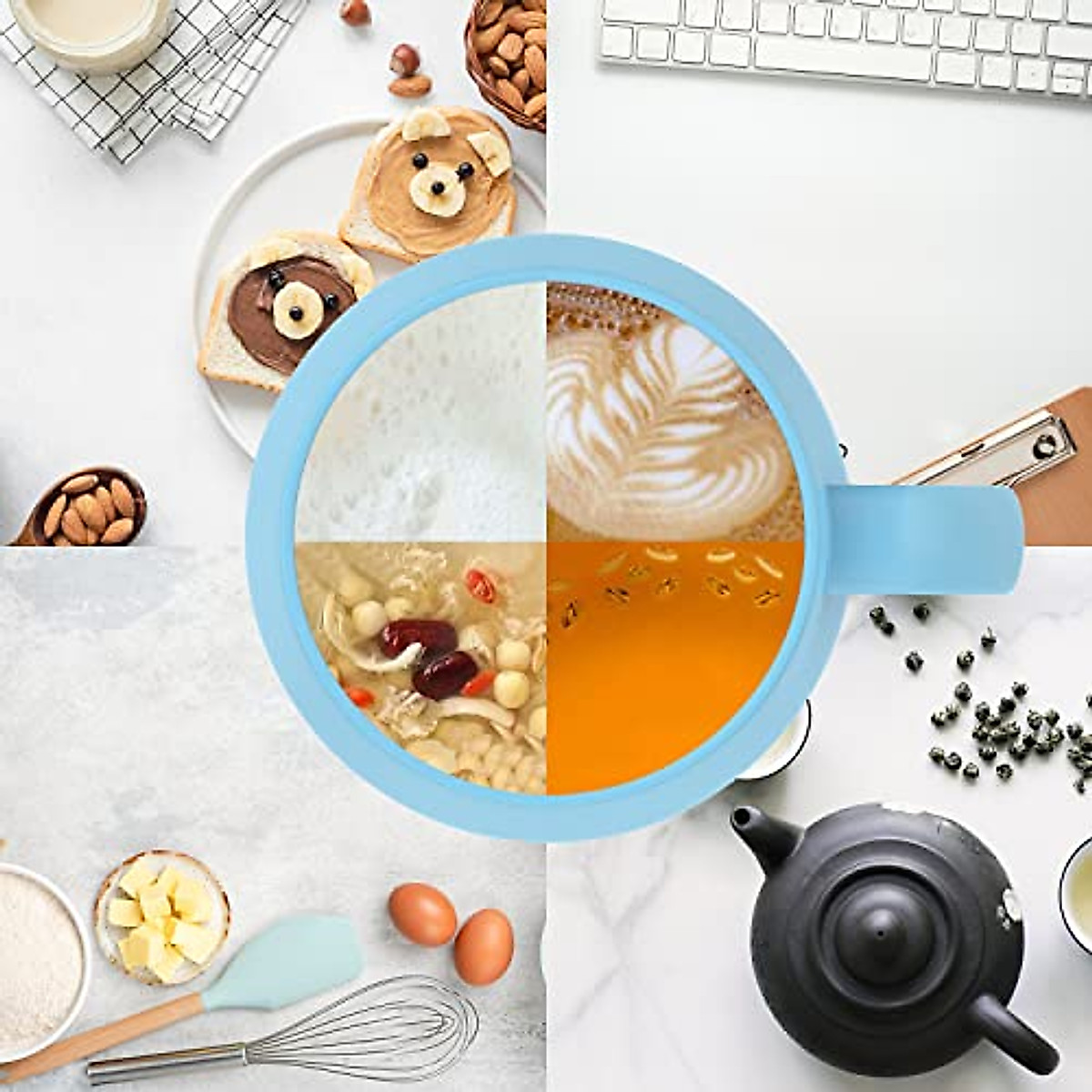 APEKX Auto On/Off Gravity-Induction Coffee Mug with Intelligent Temperature Control 113°F/45°C Cup Warmer Self-Heating with Wireless Charging Function Gifts for Home Office (Mug Included) Blue