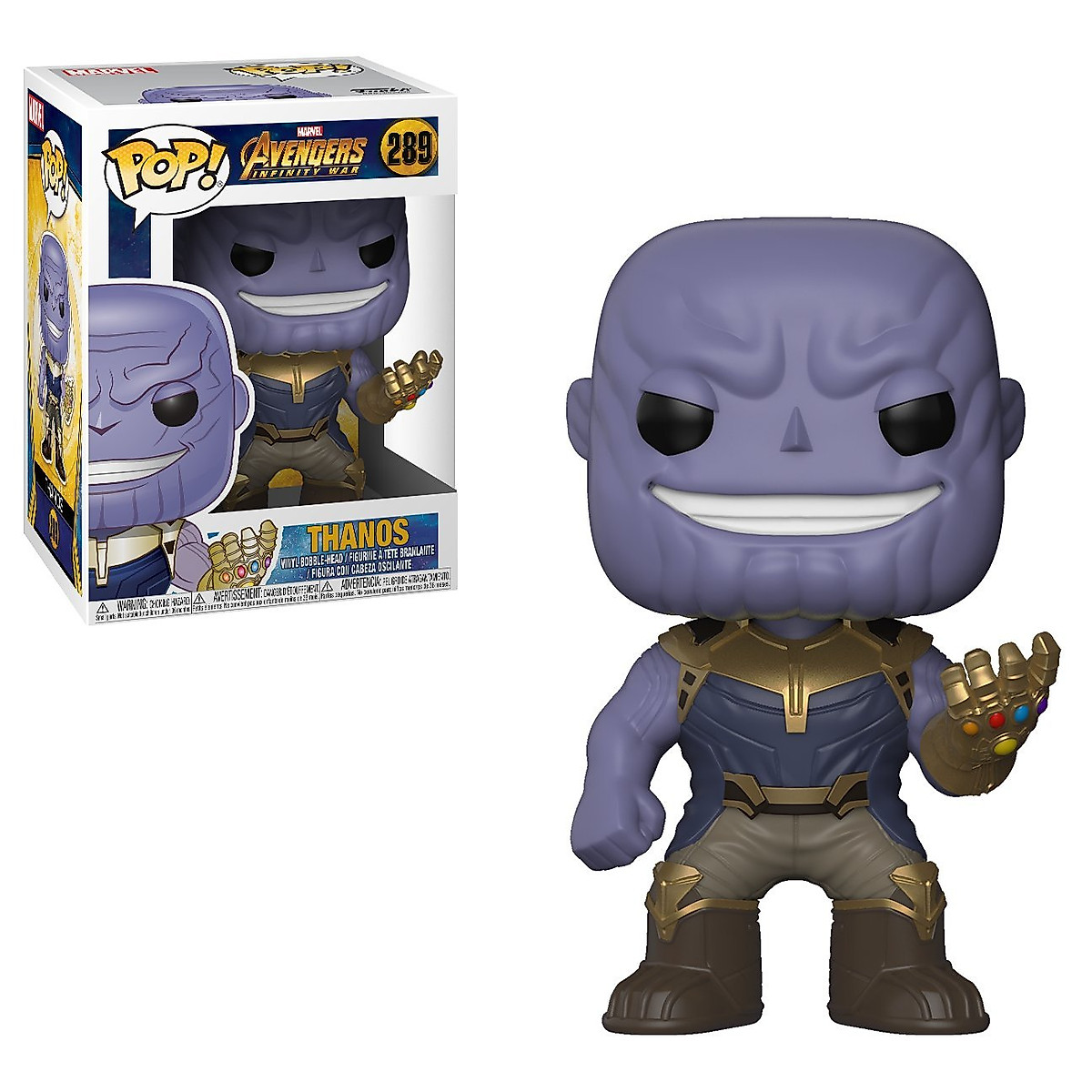 POP Marvel: Avengers Infinity War - Thanos with Infinity Gauntlet Funko Pop! Vinyl Figure (Bundled with Compatible Pop Box Protector Case), Multicolored, 3.75 inches