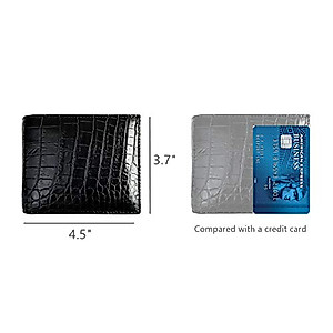 CHERRY CHICK Men's Luxury Crocodile Wallet Genuine Skin for Husband, Brother, Son, Father's Present (Black-Belly-Horizontal)