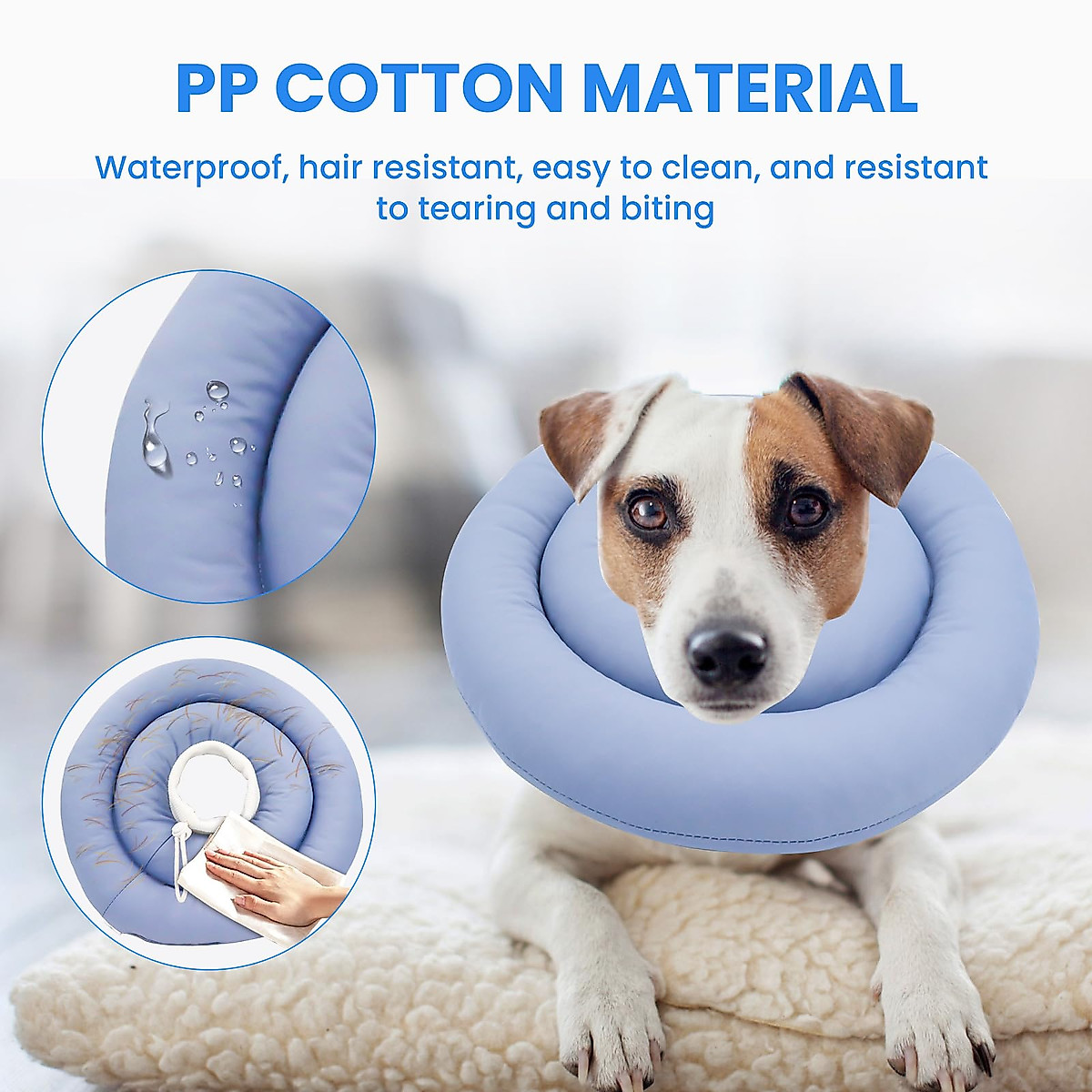 DURAGS Dog Cone for Medium Dogs, Comfortable Adjustable Soft Dog Cone Replacement After Surgery，Suitable for Small and Medium Sized Dogs (Blue, L)