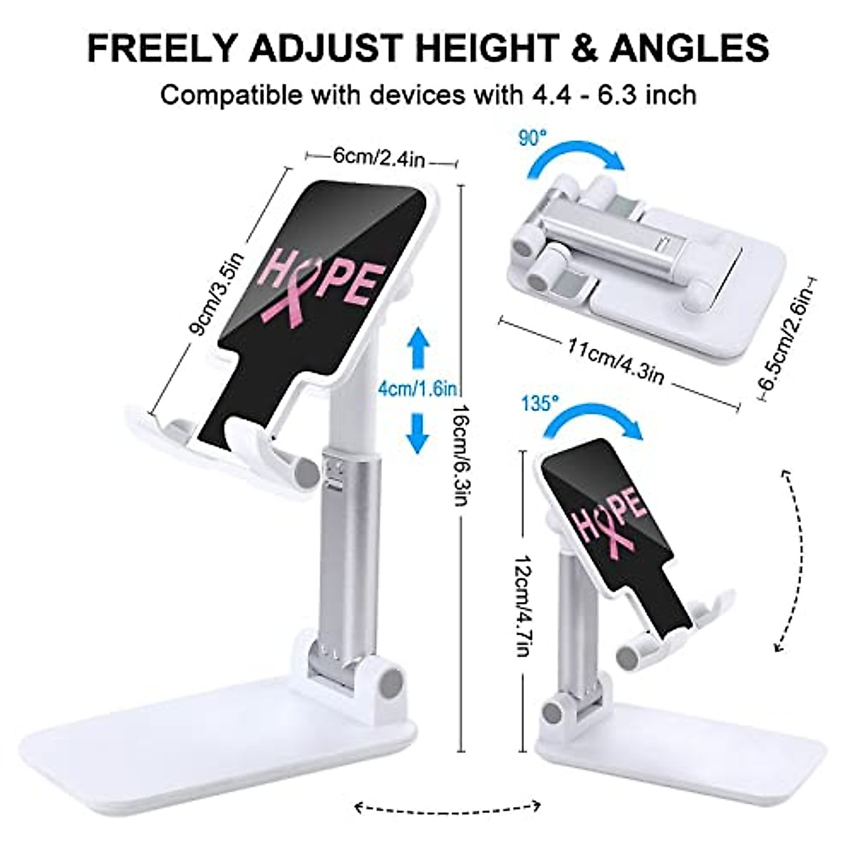 Hope Cancer Foldable Desktop Cell Phone Holder Portable Adjustable Stand for Travel Desk Accessories