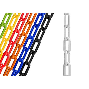 US Weight (Made in USA) 2" x 10' White Plastic Safety Chain ft. SunShield UV Resistant Technology