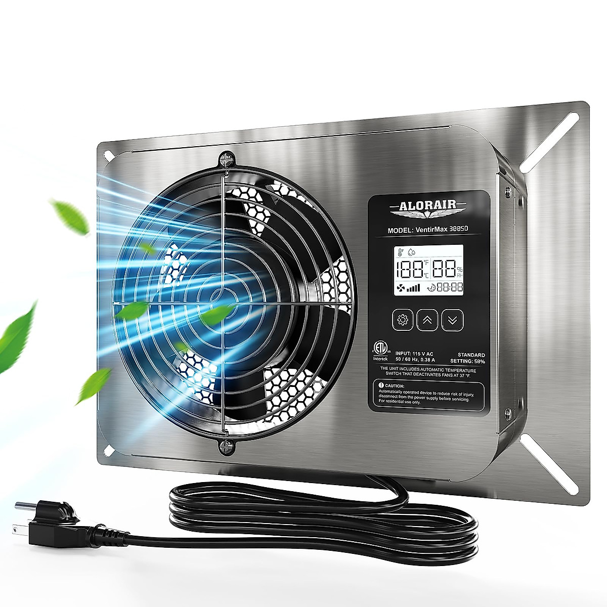 ALORAIR 300 CFM Crawlspace Ventilator Fan with Humidistat, Stainless Steel Exhaust Vent Fans with Digital Display, Timing Cycle, Freeze Protection Thermostat, for Basement, Garage, Attic, Grow Tent