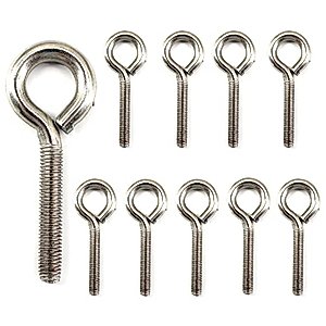 AVRYN Eyebolt Screws,Lifting Ring Eye Bolts,10Pcs M6x20 304 Stainless Steel Eye Screw Closed Hook Ring Bolts, Eye Screw