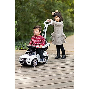 Best Ride On Cars 4 in 1 Mercedes Battery Powered Push Car, White, Large
