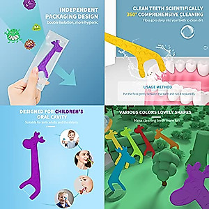 Kingubznis Kids Flossers Individually Wrapped Floss Picks Dental Floss Toddler Floss Portable Travel Floss Cute Animal Shapes Dental Floss for Children & Adults (240 Counts Individually)