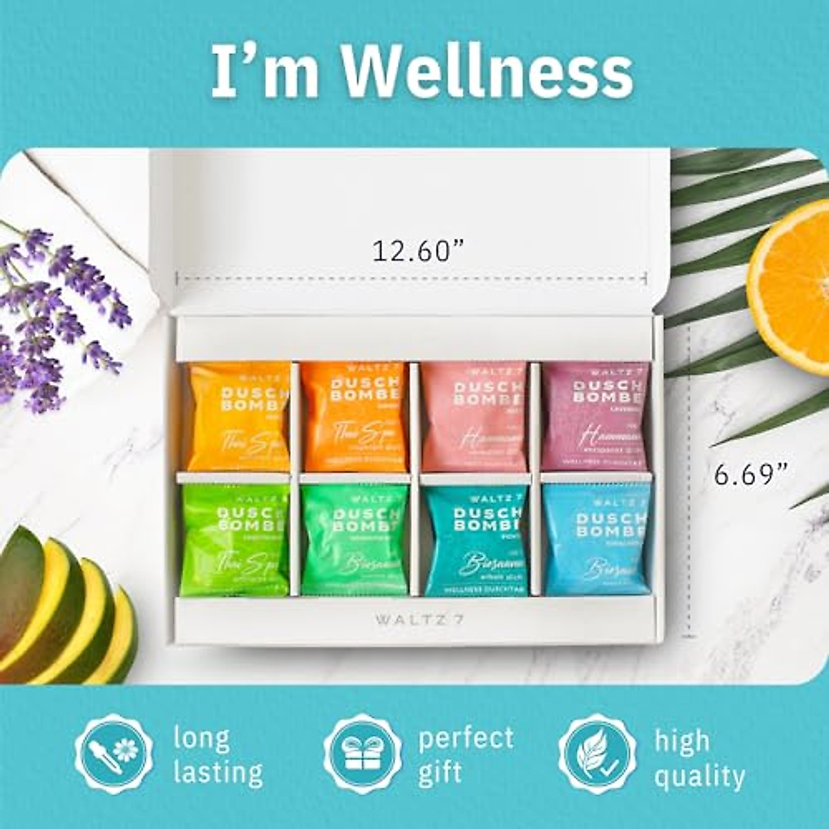 WALTZ 7 Shower Steamer Set, 16 Pieces, 8 Scents, German Quality Essential Oils, Aromatherapy Bombs, Stress Relief, Self Care Christmas Gift for Women, Men, Mom, Birthday, Stocking Stuffers Adults