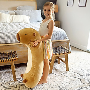 Tezituor Long Capybara Plush Body Pillow, 39.5” Cute Capybara Stuffed Animal Soft Sleeping Throw Pillow Plush Toy Pillow Birthday Christmas for Kids Girlfriends