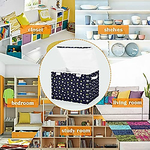 CaTaKu Stars and Stripes Storage Bins with Lids and Handles, Fabric Large Storage Container Cube Basket with Lid Decorative Storage Boxes for Organizing Clothes
