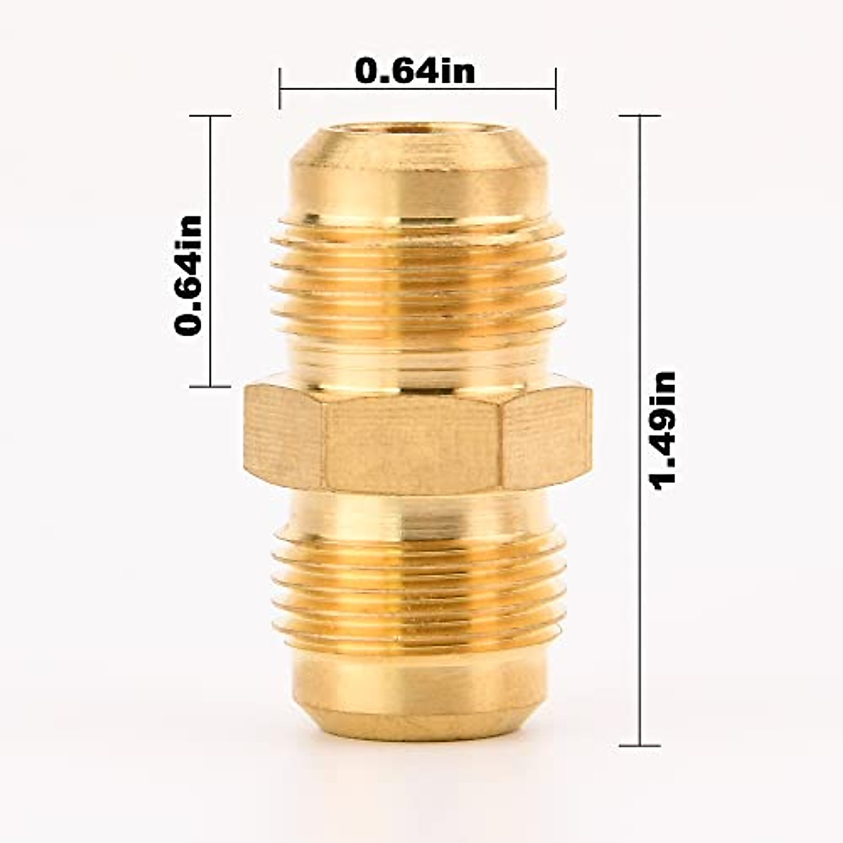 SILATU Gas Fittings Connectors - 2PCS 3/8 Inch Male Flare Gas Pipe Fittings, Brass Tube Coupler Pipe Flare Fitting