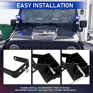 SLARY 2PCS 4 inch LED Pods White DRL Work Lights, Side Shooter with Red & Blue Dual Color Flasing Strobe LED Cubes Offroad Driving Light with Switch Wiring for Tractor Plow Truck ATV UTV 4x4