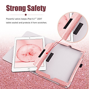 BENTOBEN for iPad Air 2 Case, iPad 6th Generation Case, iPad 5th Gen Case,Folio Folding Stand Auto Wake/Sleep with Pencil Holder Glitter PU Cover for iPad Air 2/Air 1, iPad 9.7 2018/2017,Rose Gold