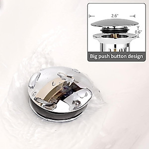 Solid Brass Lavatory Vessel Pop Up Drain Assembly Sink Pop-Up Drain Stopper Assembly with Overflow for Bathroom Faucet Vanity Sink, All Brass Construction(Chrome Plated)