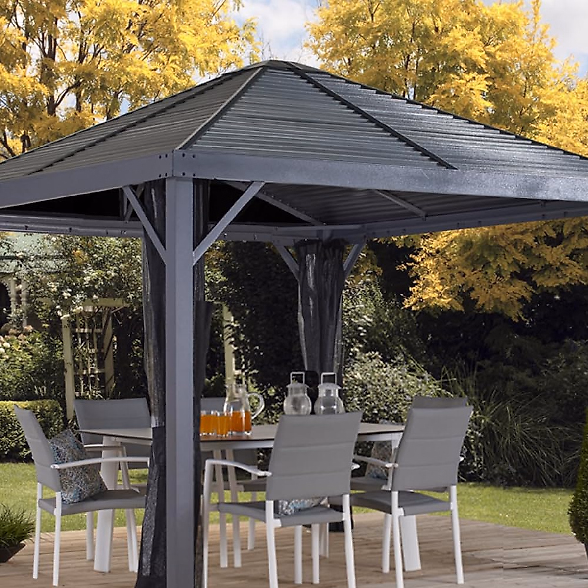 Sojag 10' x 10' Sanibel Hardtop Gazebo Outdoor Weather-Resistant Aluminum Frame Sun Shelter