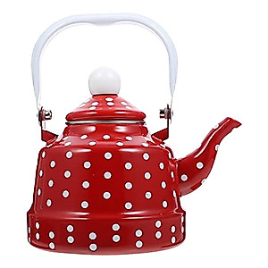 Enamel Tea Kettle Stovetop Large Porcelain Enameled Teakettle Colorful Floral Steel Teapot for Hot Water, Retro Decor, No Whistling
