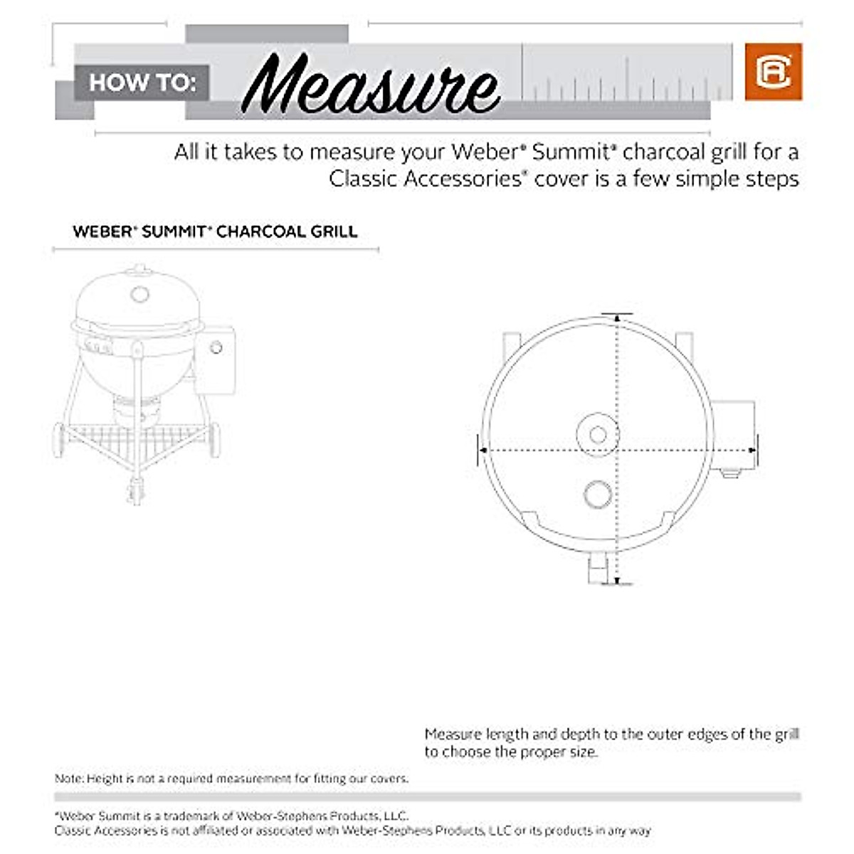 Classic Accessories Ravenna Water-Resistant 40 Inch BBQ Grill Cover for Weber Summit, Grill Cover, Grill Cover for Outdoor Grill, BBQ Cover