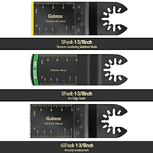 50PCS Universal Oscillating Tool Oscillating Saw Blades, Include 5PCS Titanium Oscillating Multitool Blades for Metal and Hard Material, Quick Release Multi Tool Blades Fits Most Models The Market