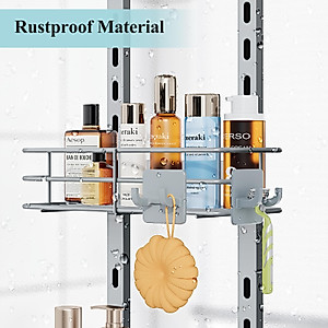 Nieifi Over the Door Shower Caddy,Adjustable 3 Tier Hanging Shower Organizer with Shower Shelf Basket Storage Rack,Soap Holder Bathroom Shelves with Hooks,Silver