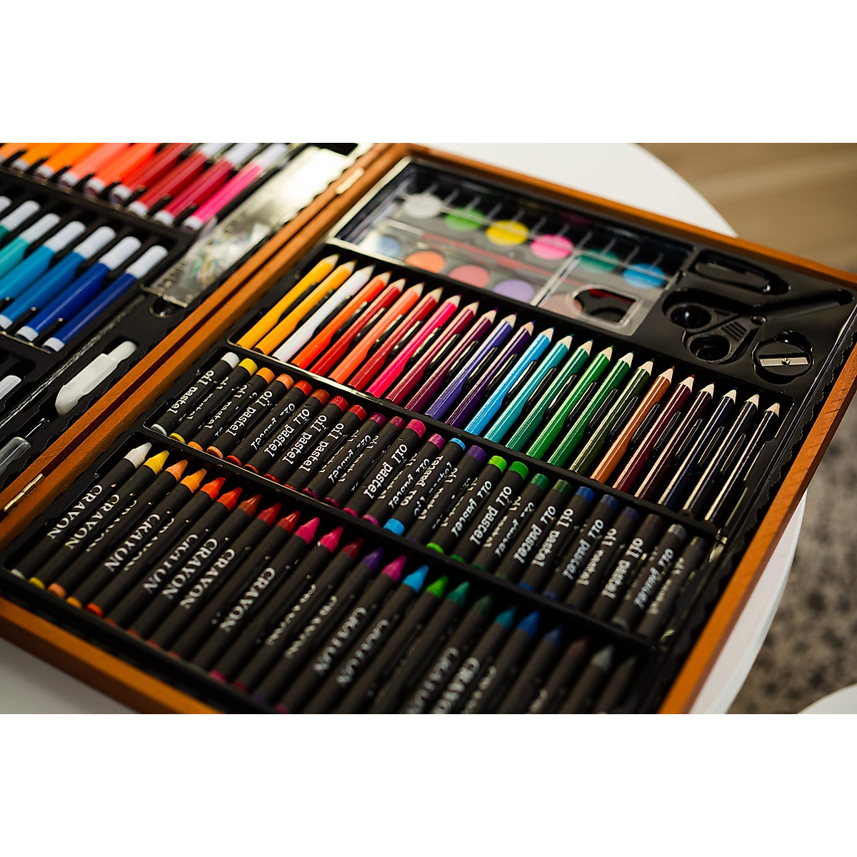 American Laser Crafts Painting, Drawing & Art Supplies with Personalized Wooden Art Case for Kids 6-8 and 9-12 - Art Set, Paint Set, and Drawing Pencils Set for Boys and Girls