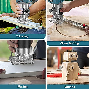 Brushless Cordless Wood Router Tool for Makita 18V Battery,Compact Woodworking Trimmer Palm Router,5 Speed for Precise Wood Cutting