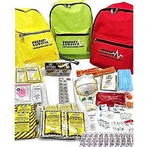 Emergency Preparedness Backpack for 2 Persons by PrepareSurvive (Lime)