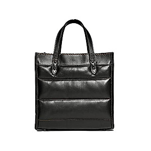 COACH Leather Field Crossbody Tote 22 with Quilting and Coach Badge - #C6958 - Black