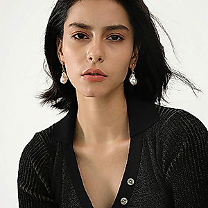 Natural Baroque Pearls Hoop Earrings for Women Pearls Drop Dangle Earrings Handpicked 18MM Freshwater Baroque Pearls for Women Pearl Earrings Collection