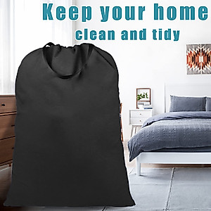LOLOMLO Extra Large Canvas Laundry Bags with Handles & Drawstring Closure, Heavy Duty Tears Resistant Clothes Storage Travel Bags,25.5"x34",Black