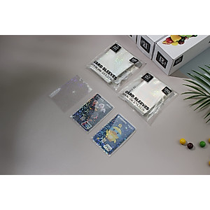 200 Top Entry Card Sleeves, 2.6”x3.7” .1 MM Thick, PVC-Free, Clear Front & Holographic Back, TCG & Collection Cards