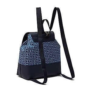 Tommy Hilfiger Mercer II Flap Backpack Square Monogram Jacquard Charcoal Blue/Breezy Blue One Size
