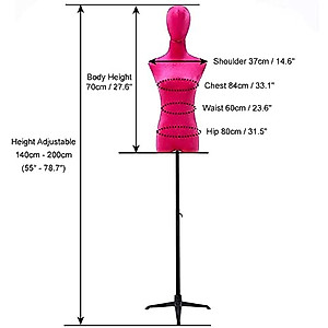 Tailors Dummy Mannequins Female Mannequin Tailors Dummy Torso Body, Adjustable Dress Form with Head and Base, for Women's Clothing Display Stand Dressform Mannequin