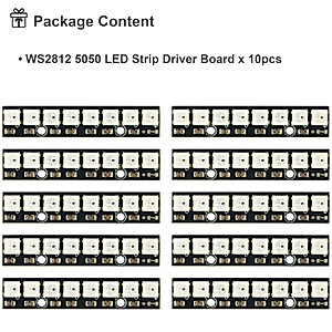 10pcs WS2812 5050 LED Light Stick 8 Bit RGB LEDs with Integrated Driver Board for Arduino Raspberry Pi Mirco:bit Project
