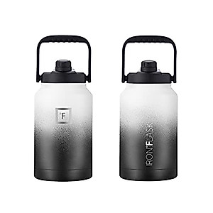 IRON °FLASK Sports Water Bottle - Gallon Series - 2 Lids (Straw and Spout), Leak Proof, Vacuum Insulated Stainless Steel, Double Walled, Thermo Mug, Metal Canteen Jug Growler - Day & Night, 128 Oz