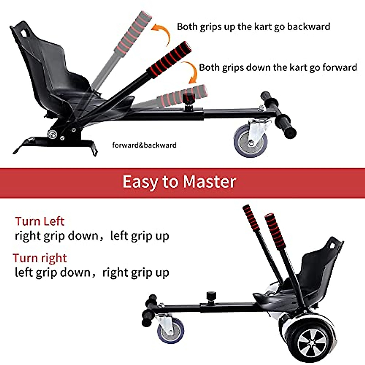 Hoverboard Seat Attachment Hoverboard attachments Hoverboard Accessory Hoverboard go Kart for Kids or Adults (black)