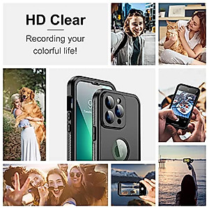 Temdan [Real 360 for iPhone 13 Pro Max Case Waterproof, Built-in 9H Tempered Glass Camera Lens & Screen Protector [Dustproof] [Dropproof][IP68 Underwater] Full-Body Shockproof Phone Case-Black